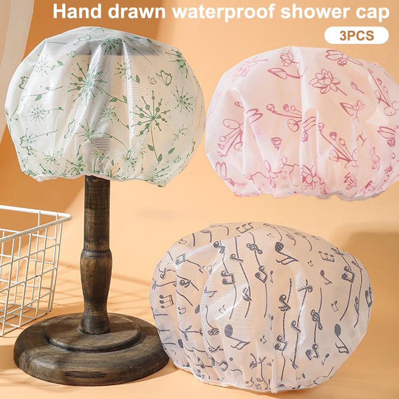 Topi Mandian Boleh Digunakan Semula, Set 3pcs, Jalur Elastik - TikTok ...