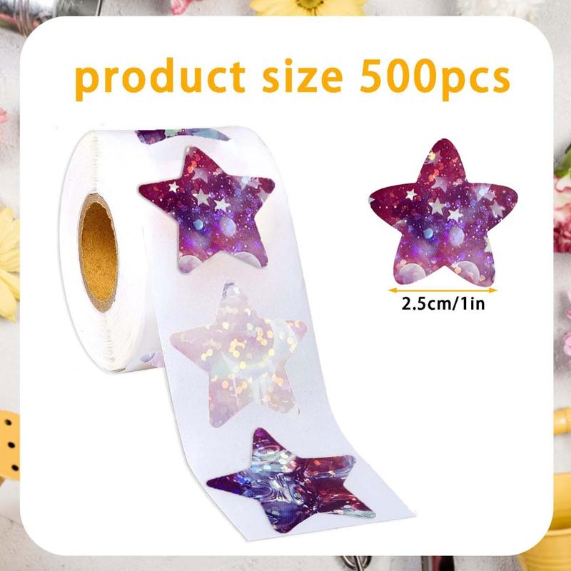 500Pcs/Roll Starry Colorful Star Round Stickers Self Adhesiv - TikTok ...