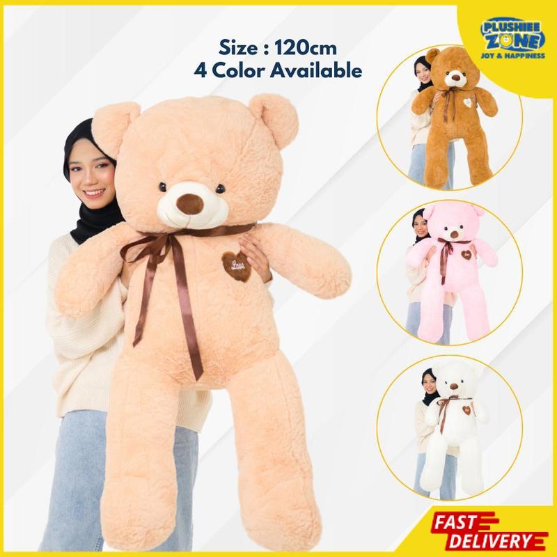 [PZ] Cuddly 120cm Teddy Bear with Heart Badge Soft Plush Toy - TikTok Shop Malaysia
