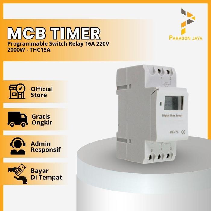 Jual MCB Timer Programmable Switch Relay 16A 220V 2000W - THC15A ...