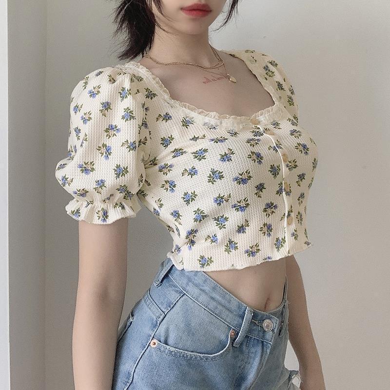 Midriff-Baring Top Women's Short Summer Design Single-Breasted - TikTok ...