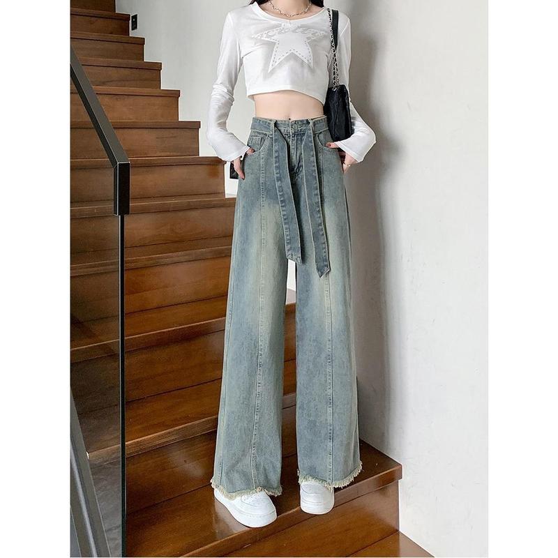 Seluar Jeans Bertali Berjumbai, Rekaan Vintaj, Untuk Wanita, - TikTok ...
