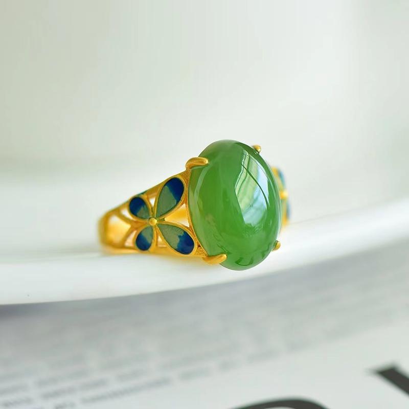 Cincin Rama-rama Jed Hijau Cloisonn É Bersalut Emas, Untuk Wanita ...