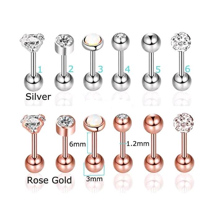 Jual 1PCS Anting Piercing Earring EarLobe Barbel Helix Tragus Stainless ...