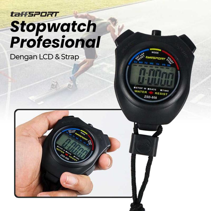 Stopwatch Digital LCD Profesional Akurat 3 Tombol Water Resistant ...