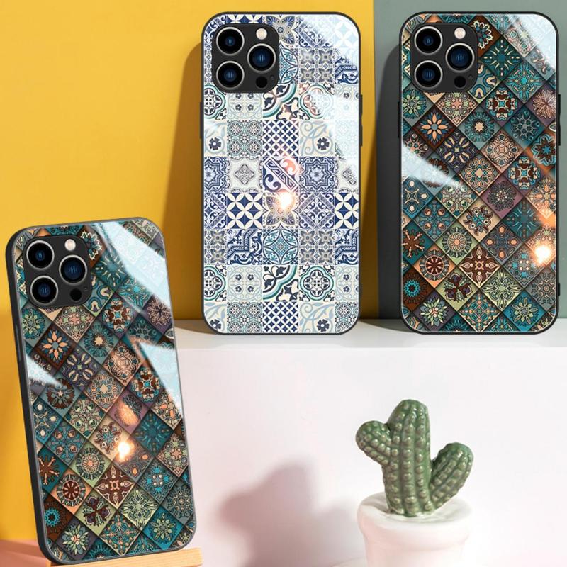 Sarung tekstur geometri papan dam totem kreatif retro untuk iPhone ...
