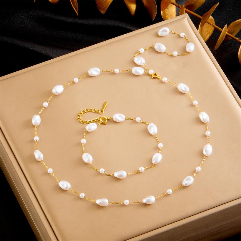 Rust Steel Chain Accessories Necklace Bracelet Set - TikTok Shop Singapore