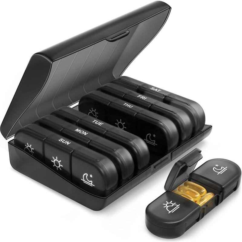 [tuli] Pill Box 21 Grids 3 Times A Day Large Compartments Waterproof ...