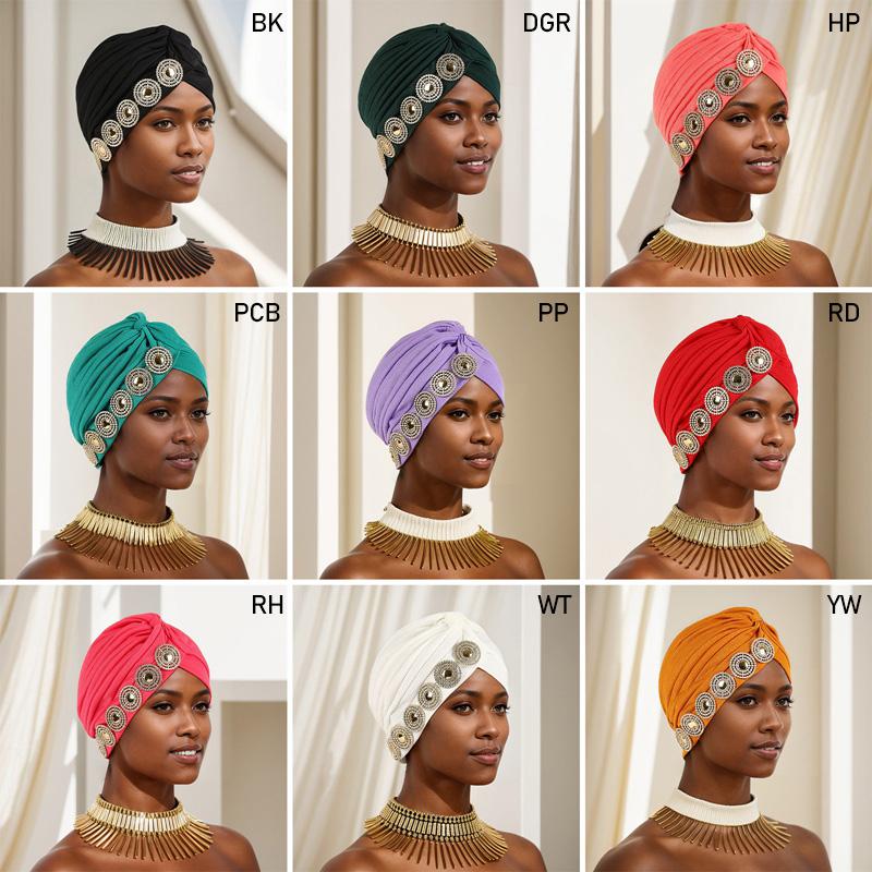 Elegant Women's Turban Hat Stretchable Elastic Head Wrap, Side-Detailed ...