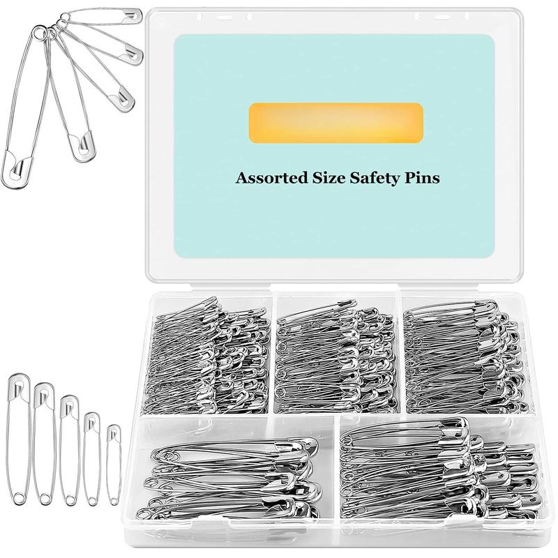340 Pack Safety Pins Assorted 5 Different Sizes Small and Large ...