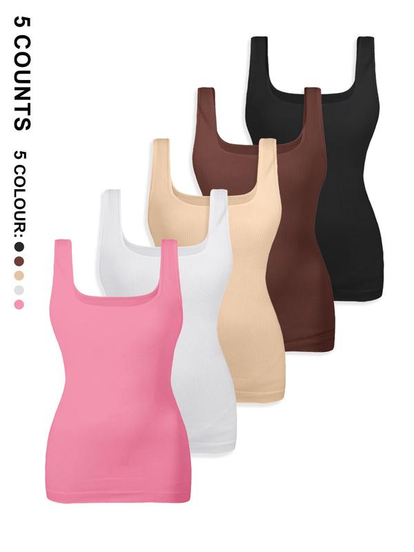 Women's Solid Color Square Neck Shapewear Tank Top, Tummy Control ...