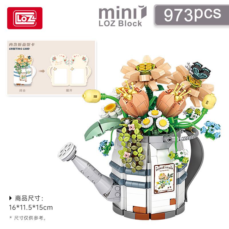 LOZ MINI Flower Watering Can Potted Building Block MOC Creative ...