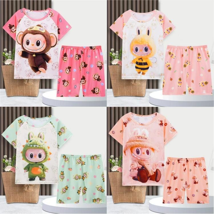 [Uhome] labubu pyjamas Kids unisex short sleeves cartoon nightgowns ...
