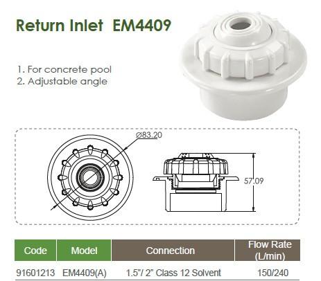 Emaux EM4409A INLET KOLAM RENANG WALL RETURN FOR CONCRETE POOL - Shop ...
