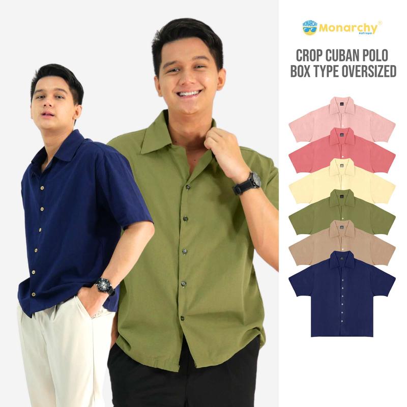 Monarchy Crop Cuban Polo - Box Type Oversized Cotton Linen Fabric ...