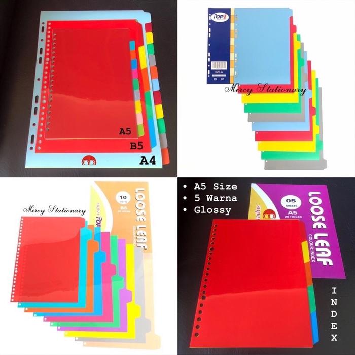 Jual Index Plastik Divider A5, B5 & A4 Pembatas Loose Leaf - Pembatas ...
