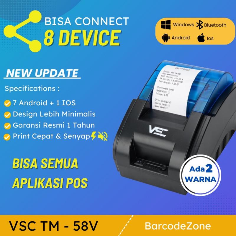 PRINTER BLUETOOTH DESKTOP THERMAL KASIR VSC TM-58V - KASIR RJ11 - Shop ...