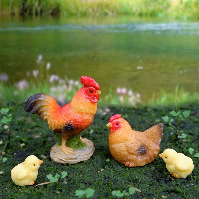 Kawaii Resin Chicken Doll Ornaments Multicolor DIY Chick Figures ...