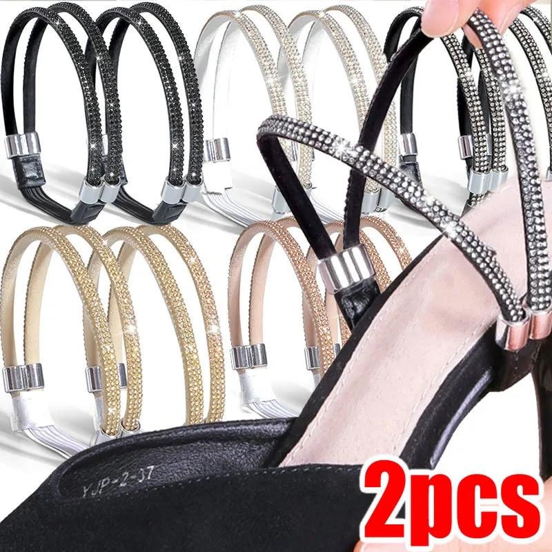 Lazy Elastic Anti Falling High Heels Shoeslaces Shiny Decorations ...