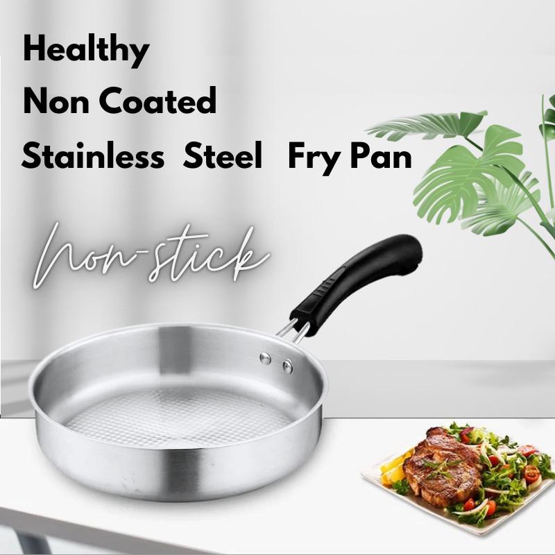 Stainless Steel Frying Pan Healthy Uncoated Pan Scratch Resistant ...
