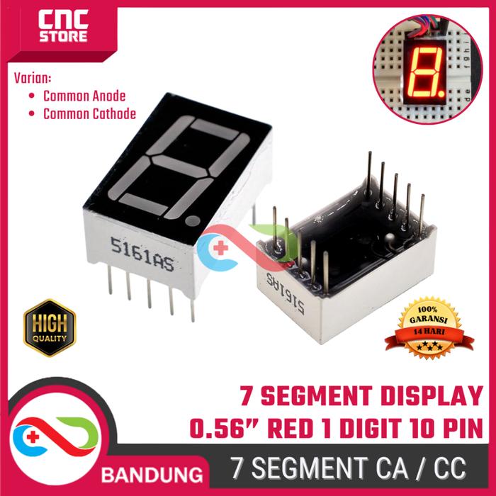 Jual Seven Segment Display 0.56 Inch Merah Red 1 Digit 10 Pin – Common ...