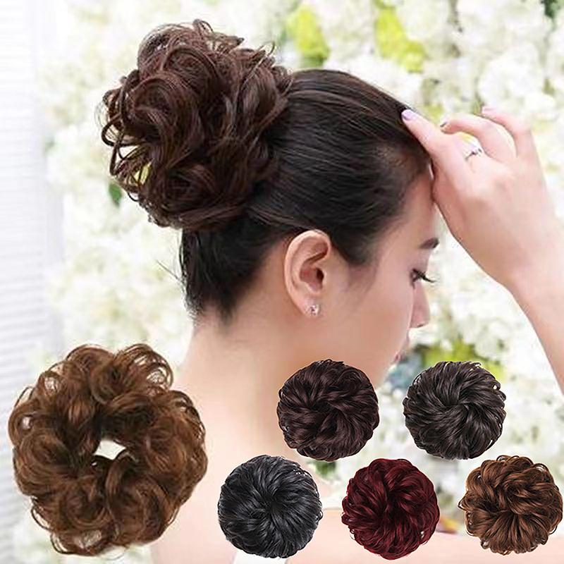 Synthetic Hair Bun Wig Ladies Ponytail Hair Extension Scrunchie Elastic ...