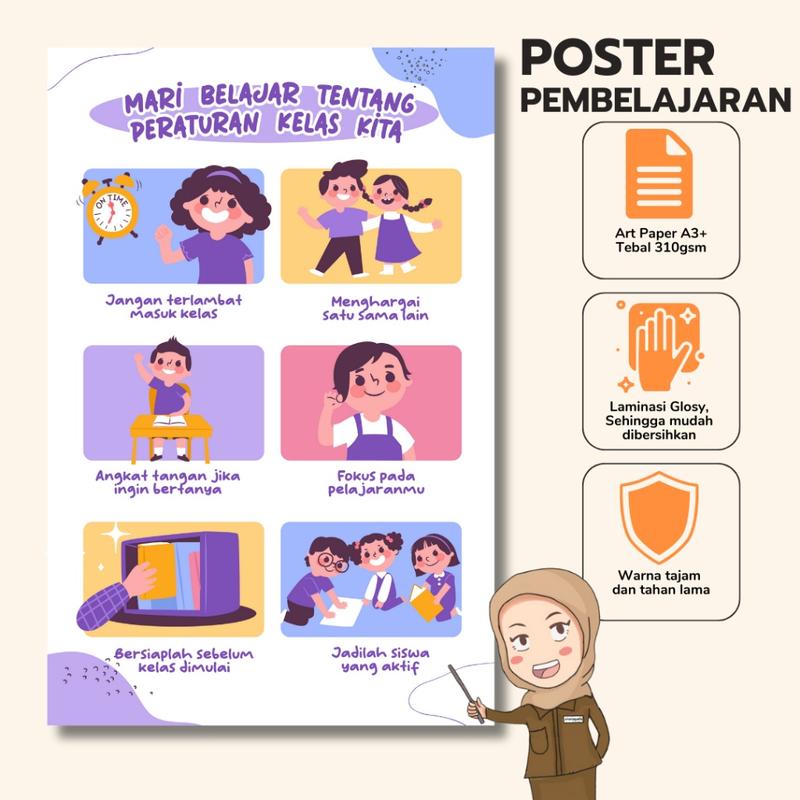 Bu Guru Ria - Poster Peraturan Kelas Kita - Tingkatkan Displin Peserta Didik - Shop | Tokopedia