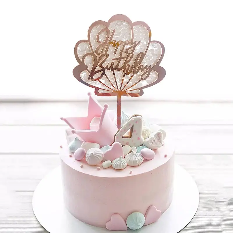 CAKE TOPPER HAPPY BIRTHDAY TEMA MERMAID KERANG AKRILIK/DEKORASI KUE HBD ...