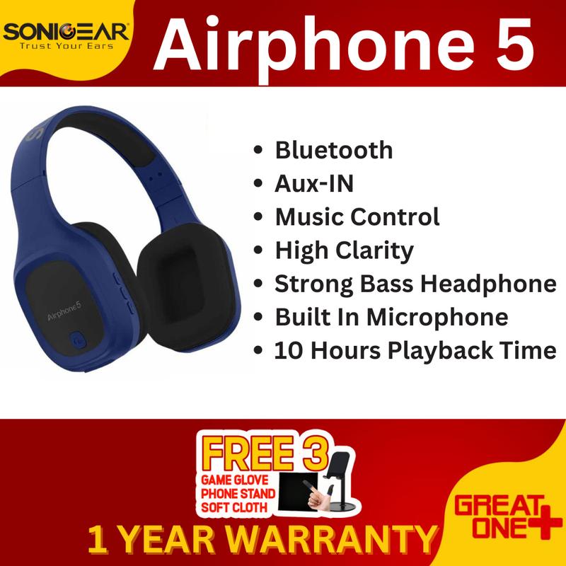 SonicGear Airphone 5 Bluetooth Headphone with Mic | High Clarity ...