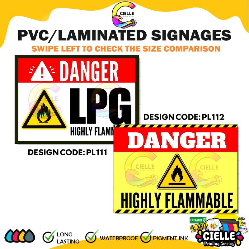 PVC/LAMINATED/ STICKER SIGNAGES (PL111&PL112) - DANGER LPG HIGHLY ...
