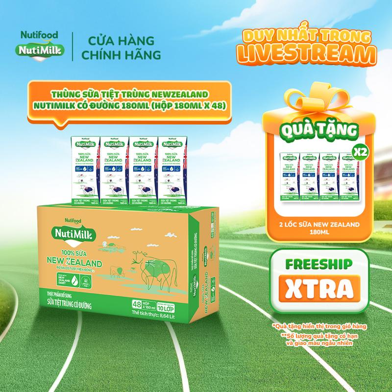 Thùng Sữa NewZealand NutiMilk Có Đường 180ml (Hộp 180ml x 48) - TikTok ...