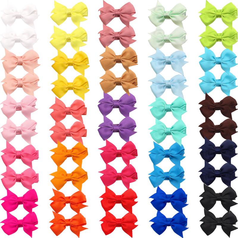 2In Fully Covered Minimalist Style Plain Bow Hair Clips, 50Pcs/Set ...