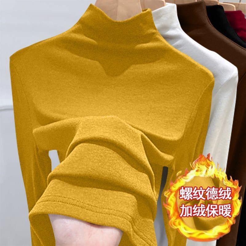 Kemeja Lapisan Asas Turtleneck Separuh, Fesyen dan Bergaya, untuk ...