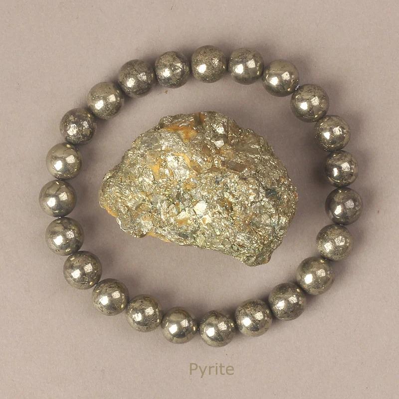 6/8MM Natural Pyrite Stone Bracelet for Men Promoting Blood Circulation ...
