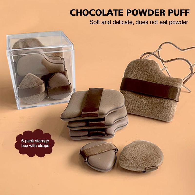 Set Puff Serbuk Coklat, 6pcs, Puff Kulit Dua Sisi, Kusyen Mekap ...
