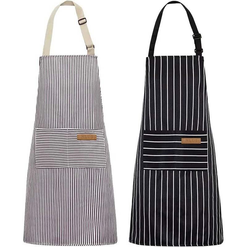 Apron Bib Jalur Hitam boleh laras dengan 2 poket untuk chef, - TikTok ...