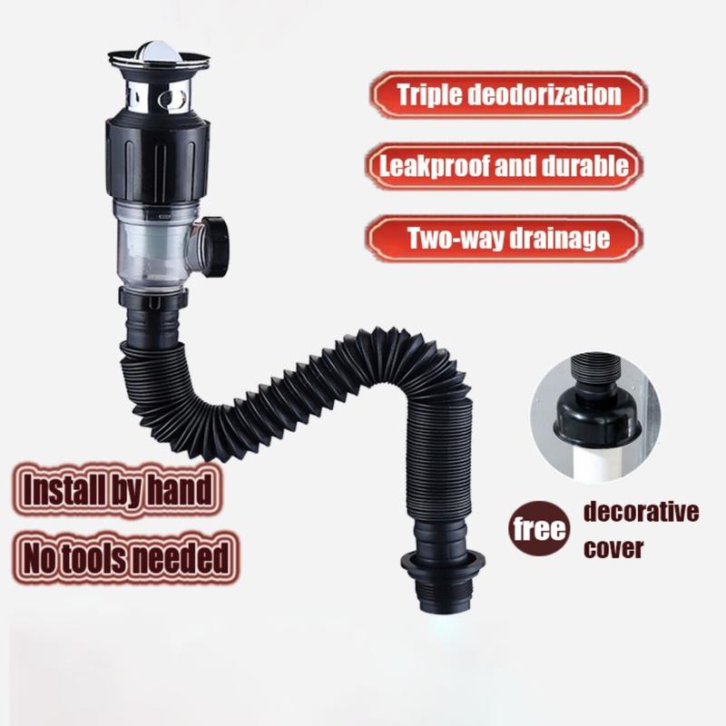 Kitchen Universal Sink Drain pipe Flexible Retractable Deodorizing ...