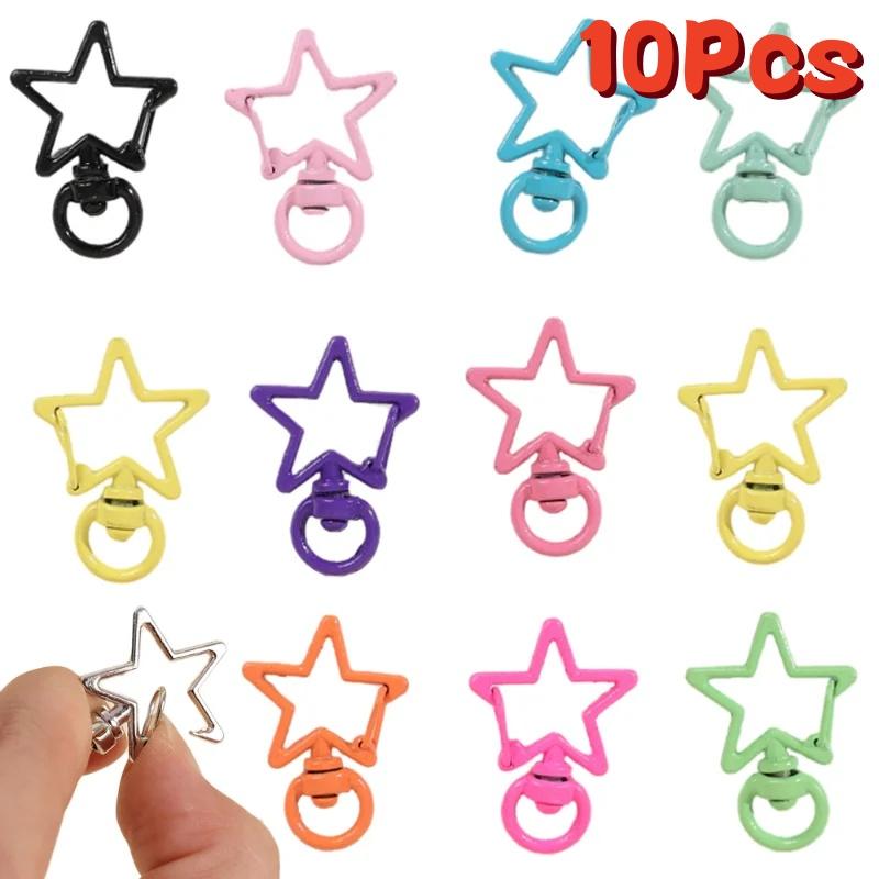 10Pcs Colorful Star Pentagram Hollow Key Chain Simple Star Shaped ...