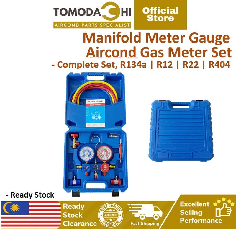 TOMODACHI Manifold Aircond Meter Gauge AC R134a R404 R22 R12 Heavy Duty ...
