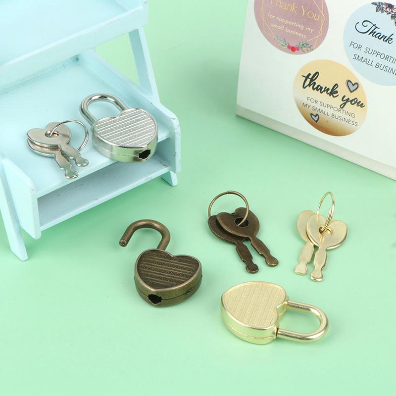 1 set gembok berbentuk hati, Kunci perkakasan bagasi mini dengan ...