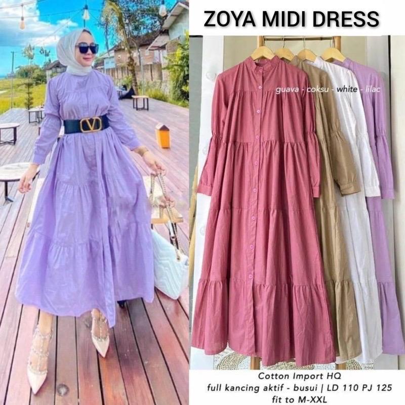 premium Gamis zoya midi dress full kancing// fashion wanita // - Shop ...