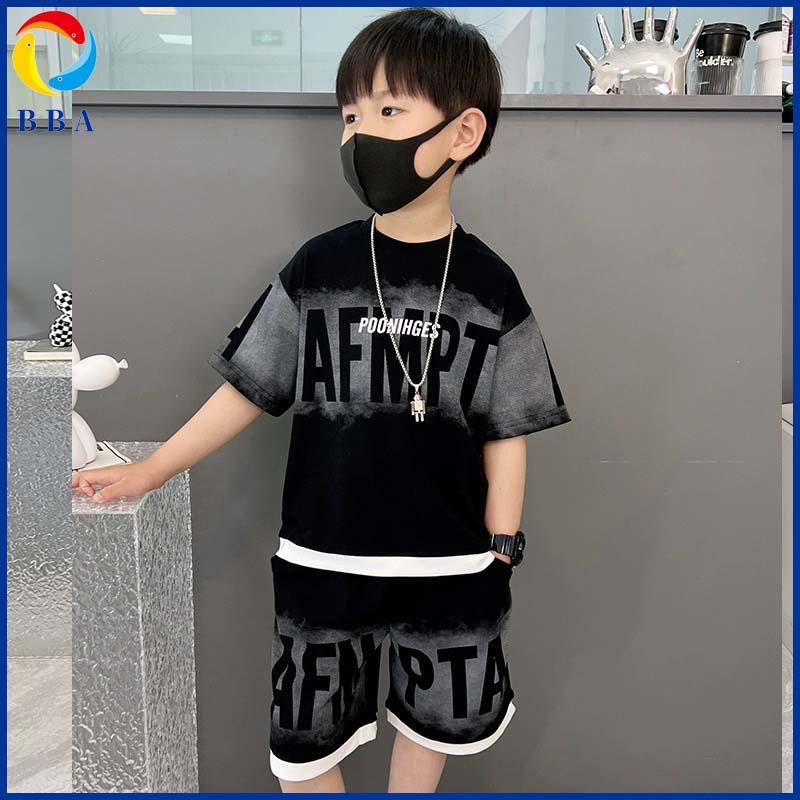 BBA Terno for Kids Boy Simple Black w/ white Shirt & Short pure ...