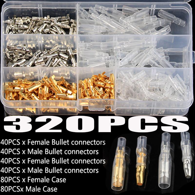320pcs 80set 4mm Bullet Terminals Male Female Wire Bullet Crimp ...
