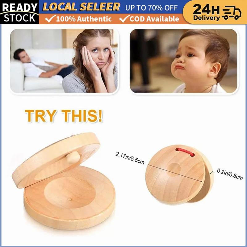 Round Wooden Castanets Musical Instrument Kids of teaching aids ...