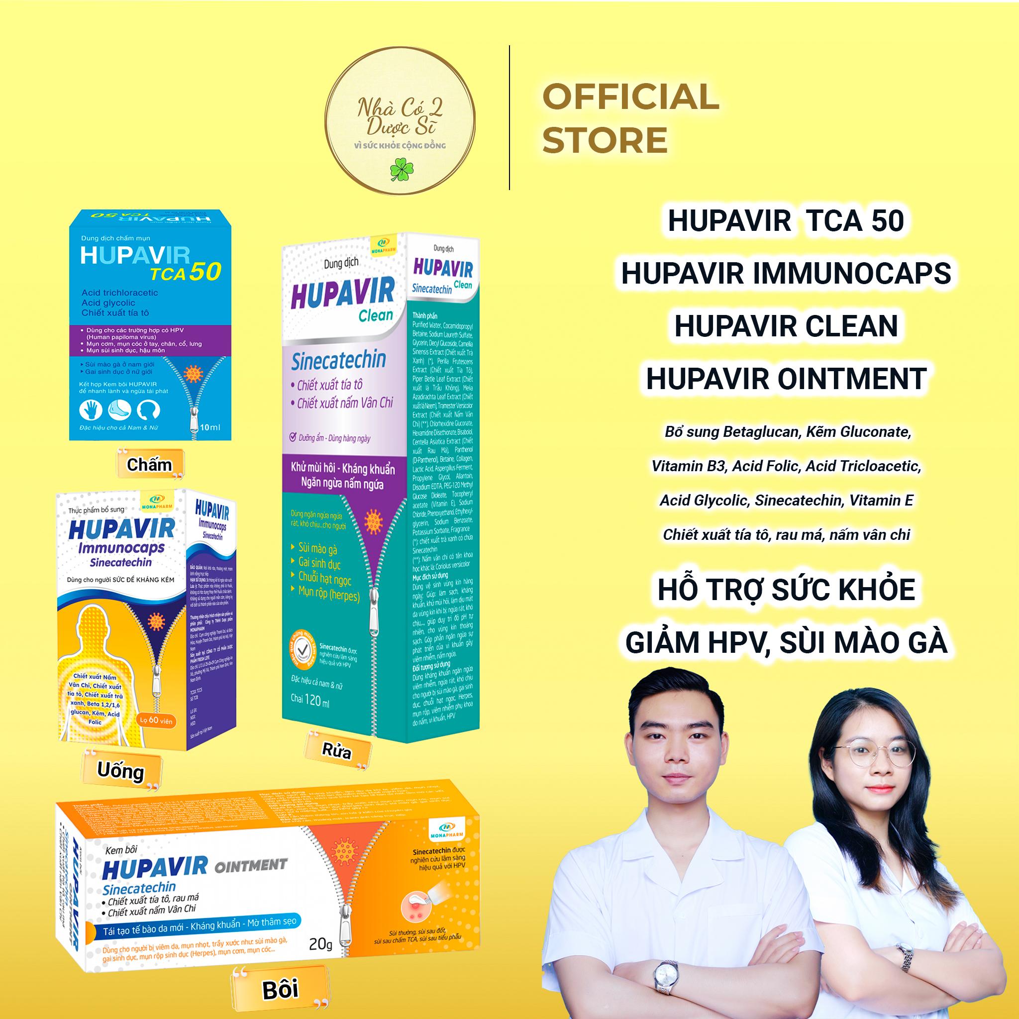 Bộ sản phẩm Hupavir chấm bôi uống rửa (Hupavir TCA, Hupavir Ointment ...