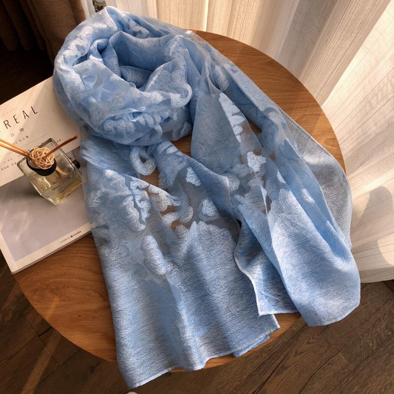 Selendang Organza, Bahan Sutera Tiruan, Rekaan Bunga Potong, - TikTok ...