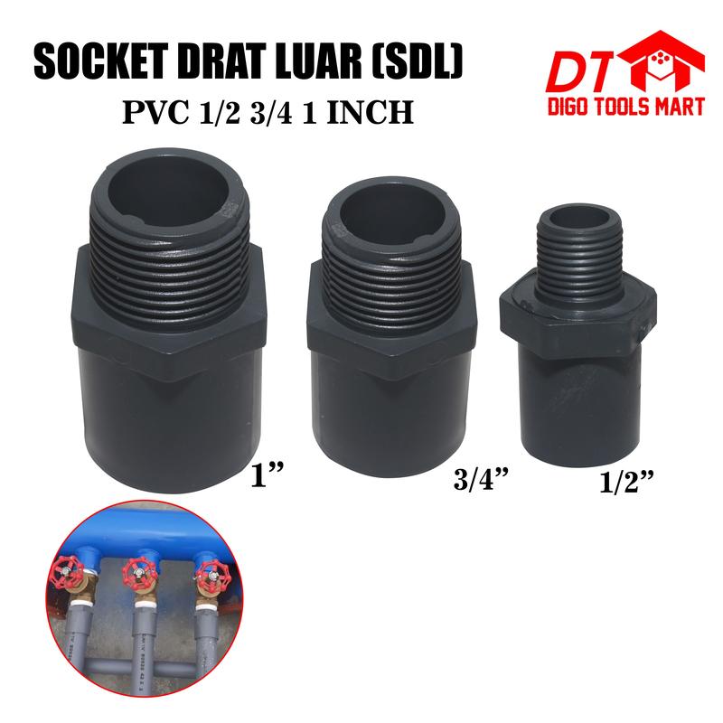 Socket Drat Luar SDL PVC 1/2 inci 3/4 Inci 1 Inci Sambungan Pipa - Shop ...
