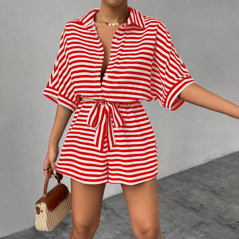 Jefbaksr- Vertical Striped Jumpsuit Women Romper Summer Women's ...