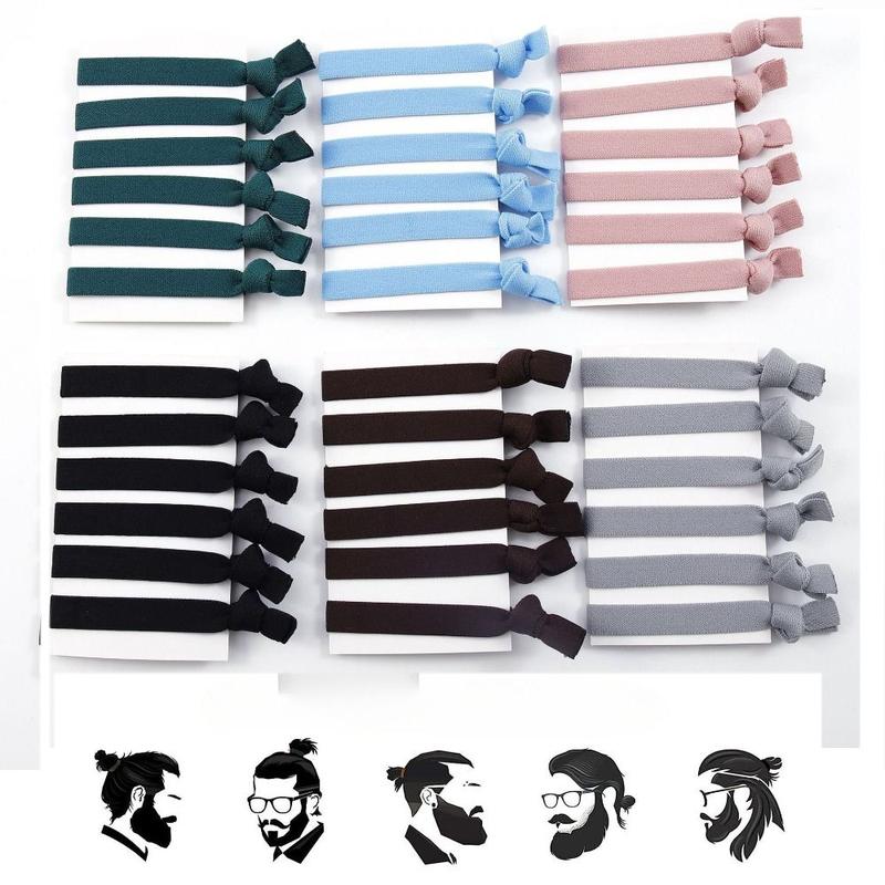 6Pcs/set Fashion Flat Knotted Mens Hair Ties Solid Hair Accessories ...