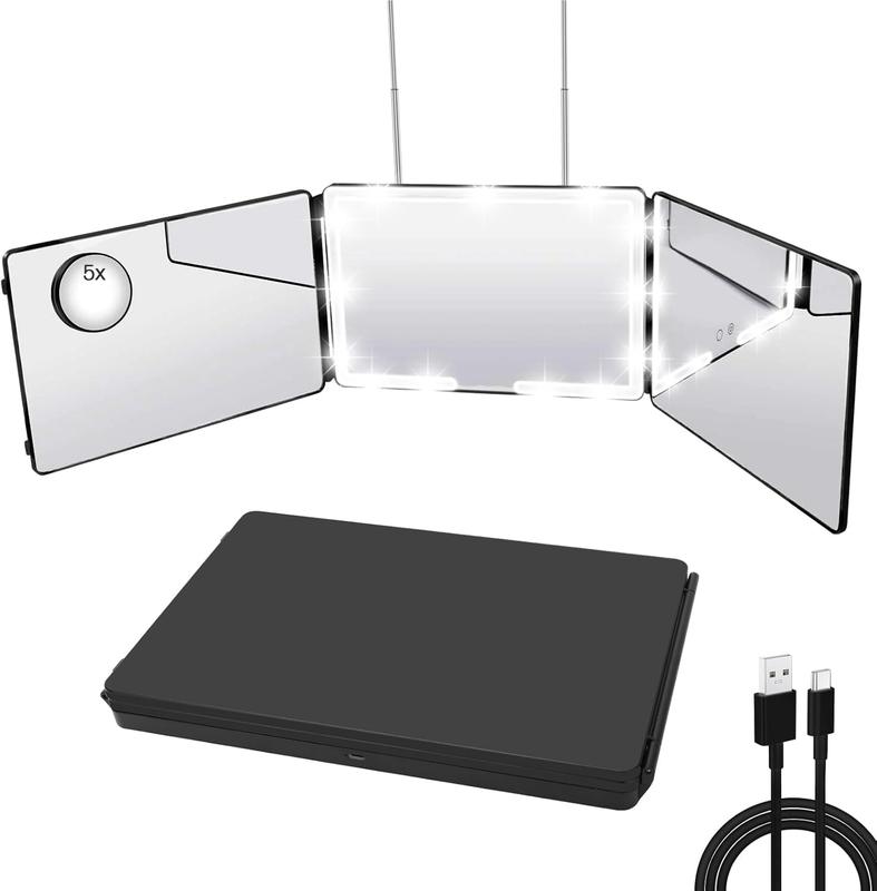 3 Way Mirror, LED Home Mirror for Self Hair , 14x9 inches, Door Mount ...